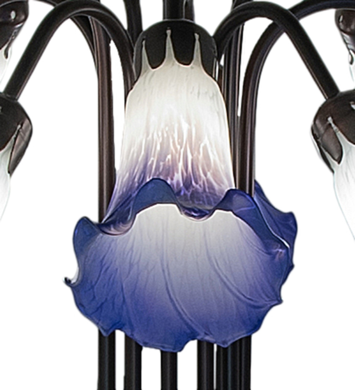 Meyda 24" High Blue/white Tiffany Pond Lily 10 Light Table Lamp in ...