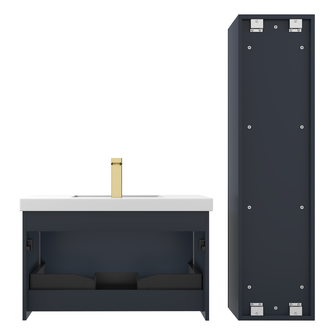 Blossom 30" Floating Bathroom Vanity With Sink & Side Cabinet - Night ...
