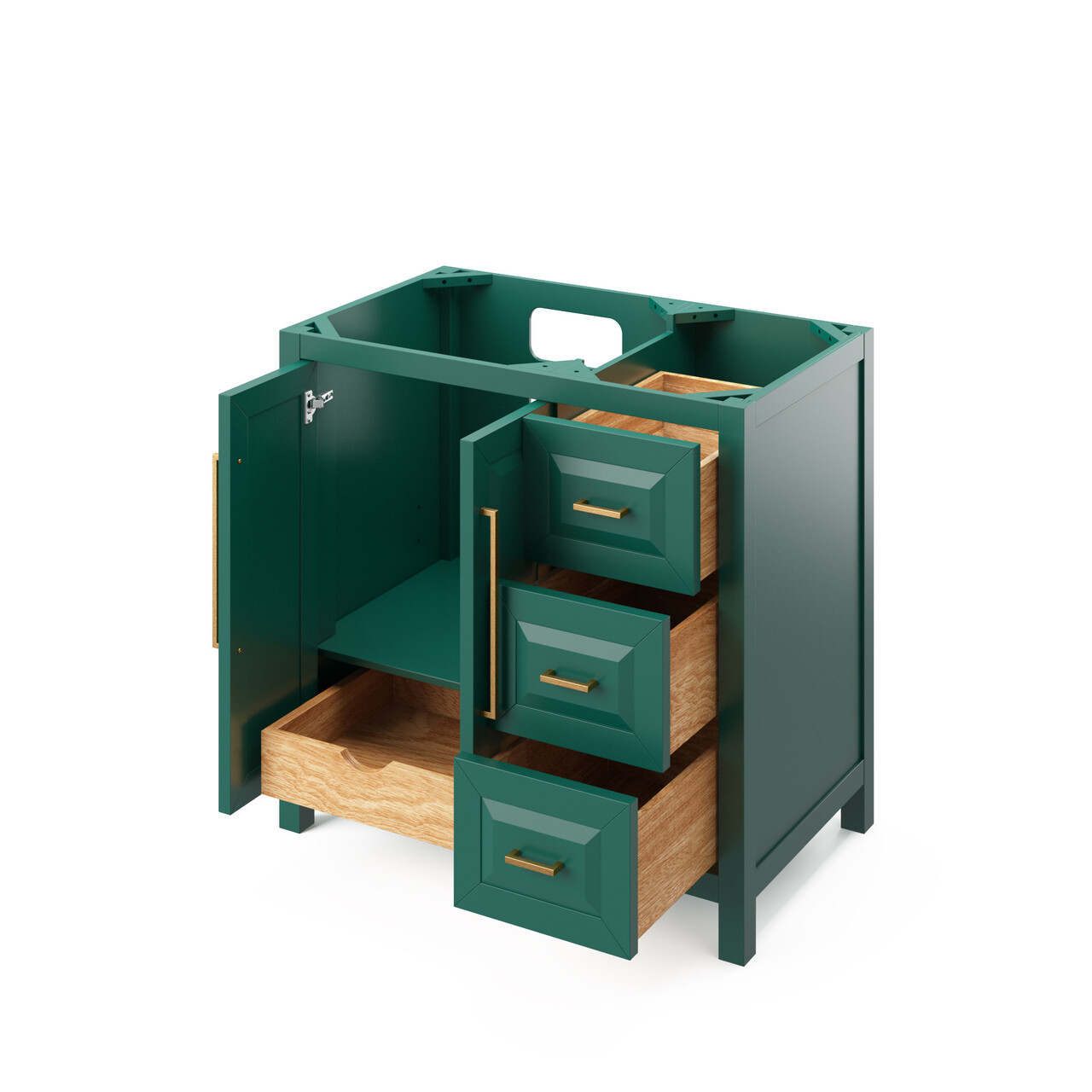 Jeffrey Alexander 36" Forest Green Cade Vanity, Left Offset, Black ...