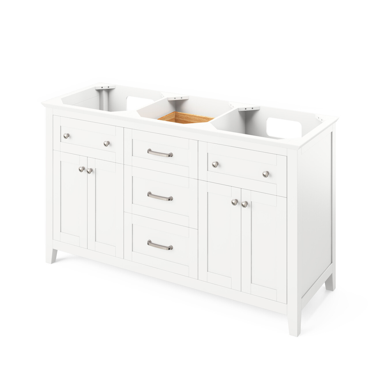Jeffrey Alexander 60" White Chatham Vanity, Double Bowl, Black Granite ...