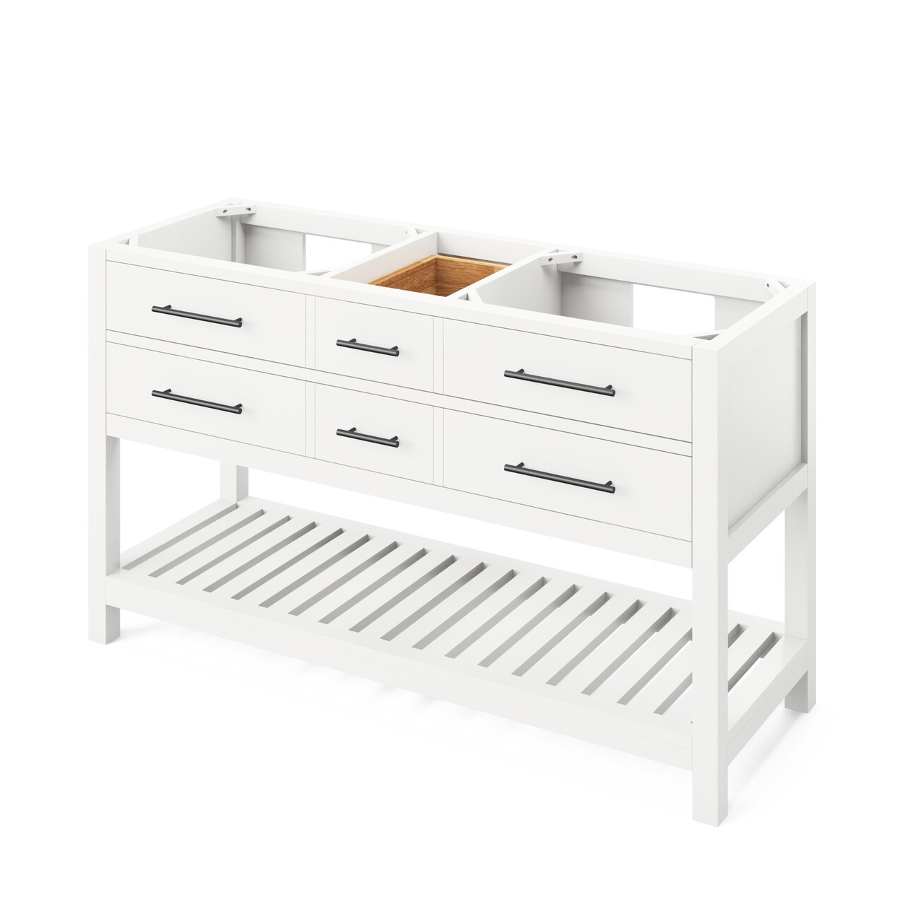 Jeffrey Alexander 60" White Wavecrest Vanity, Double Bowl, Black ...