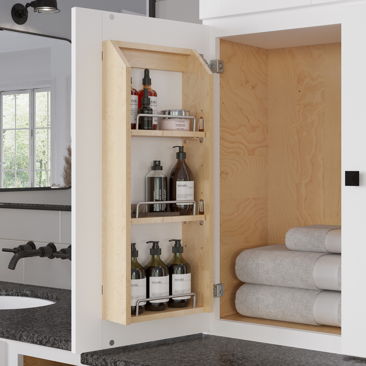 Hardware Resources 15" Wood Door Mount Spice Rack in Wall Cabinet ...