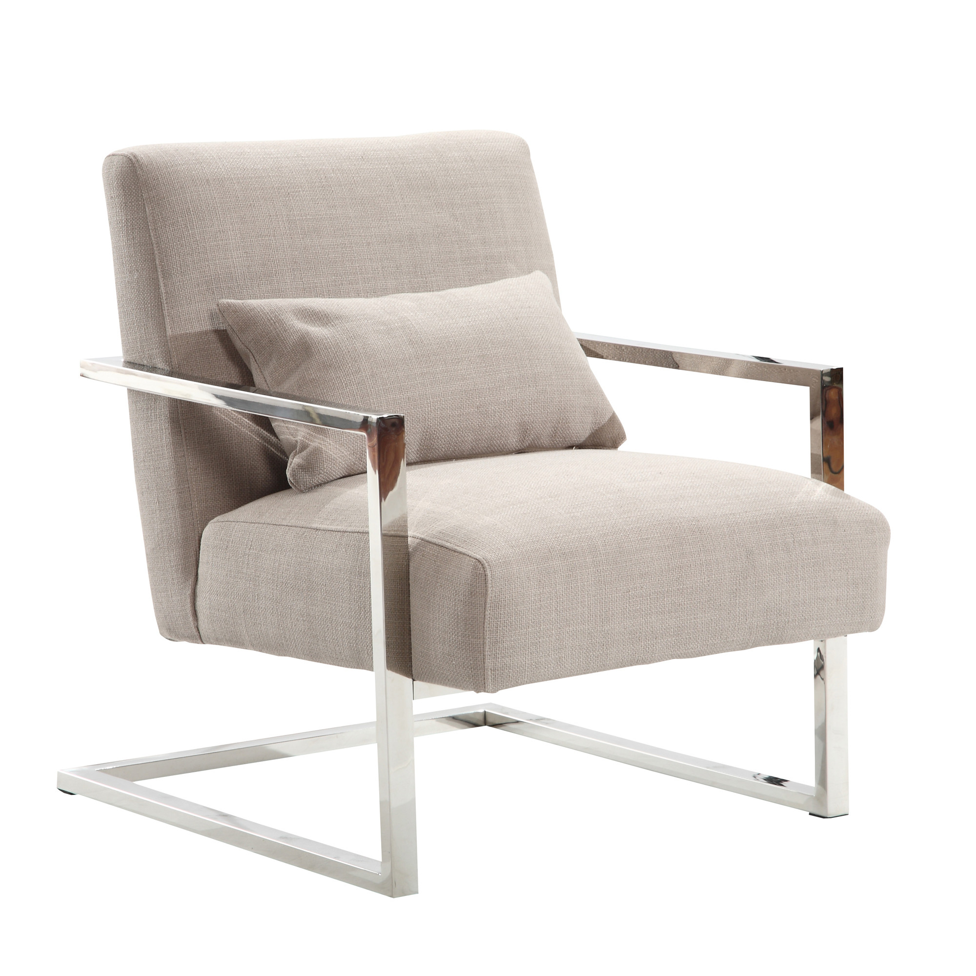 Armen Living Skyline Modern Accent Chair In Gray Linen And Steel Lounge ...