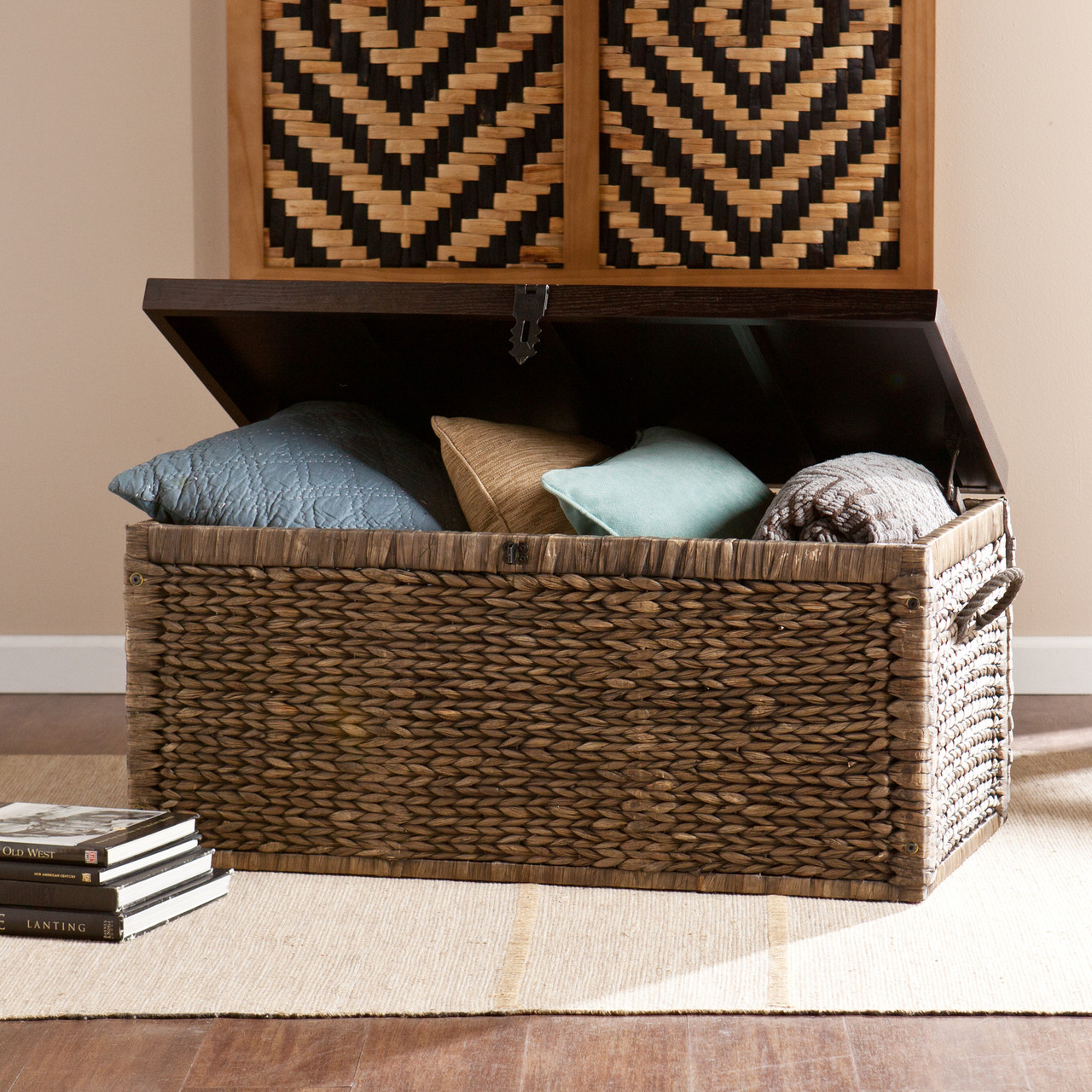 Southern Enterprises Water Hyacinth Storage Trunk - Blackwashed W ...