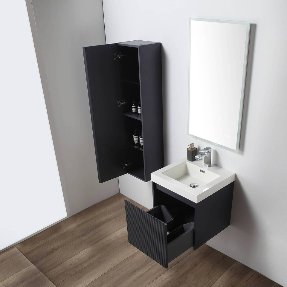 Blossom 20" Floating Bathroom Vanity With Sink & Side Cabinet - Night ...