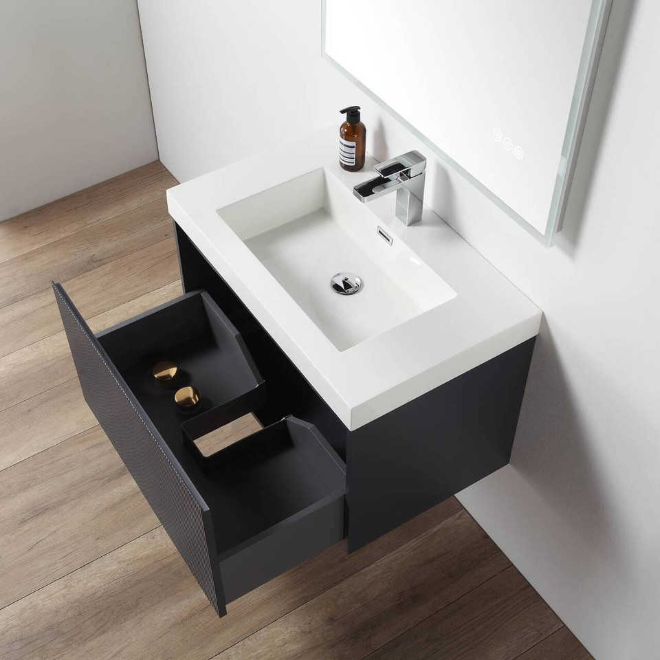 Blossom 30" Floating Bathroom Vanity With Sink & Side Cabinet - Night ...