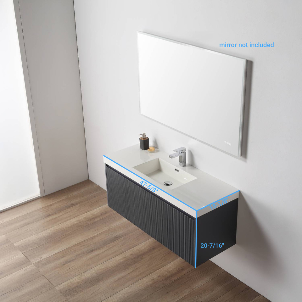 Blossom 48" Floating Bathroom Vanity With Single Sink - Night Blue in ...