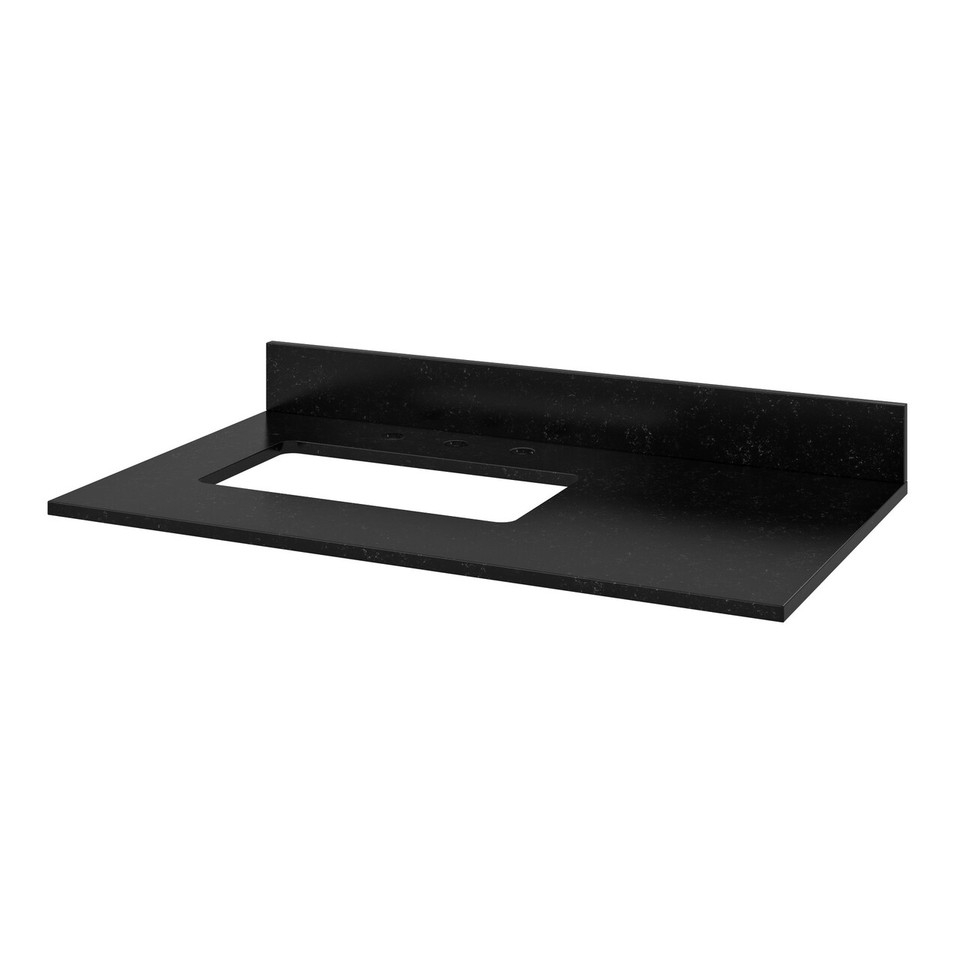 Jeffrey Alexander 36" Forest Green Cade Vanity, Left Offset, Black ...