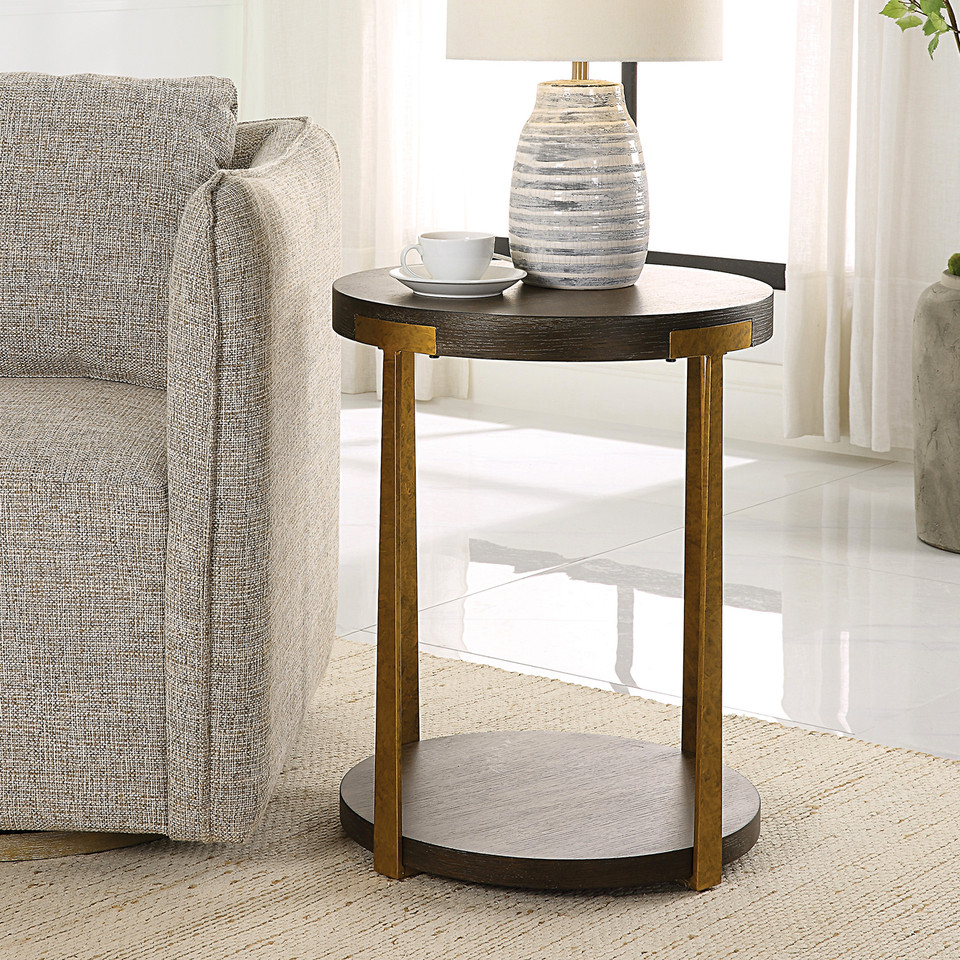 Uttermost Palisade Round Wood Side Table in End Tables at StudioLX