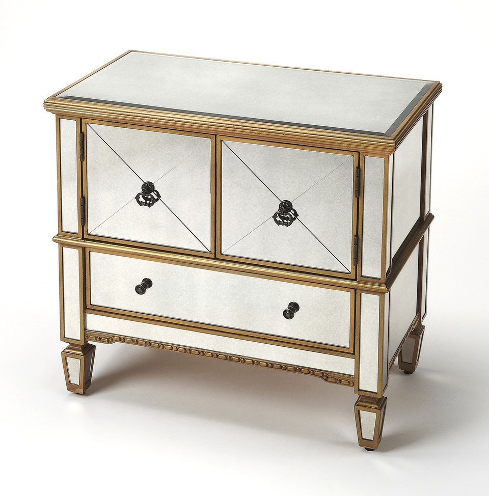 Butler Specialty Butler Celeste Mirror & Gold Console Cabinet Accent ...