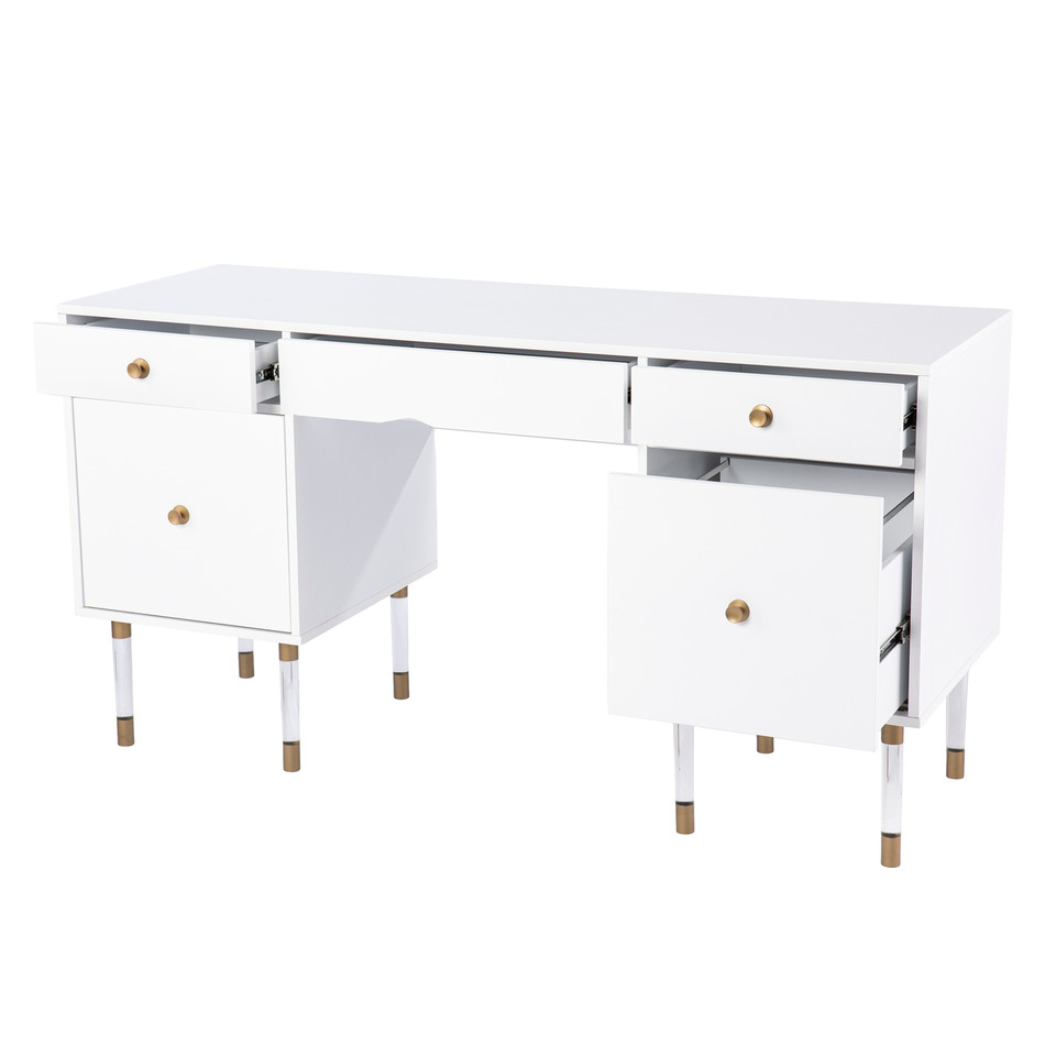 Southern Enterprises Helston White Writing Desk in Home Office Desks at ...