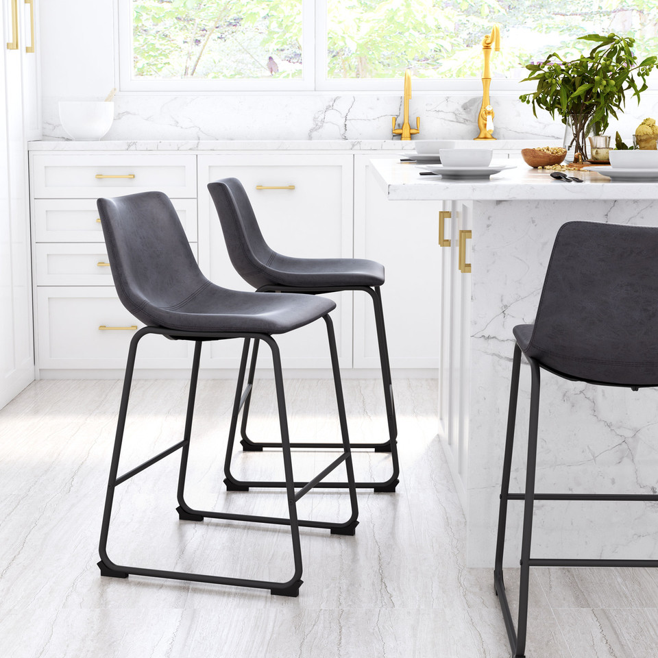 Zuo Modern Smart Counter Chair (set Of 2) Charcoal in Counter Stools at ...