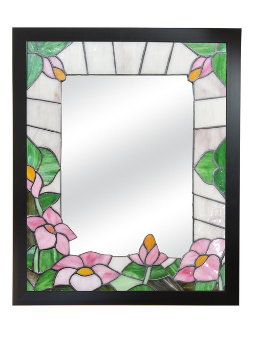 Dale Tiffany Pink Floral Tiffany Framed Mirror in Mirrors at StudioLX