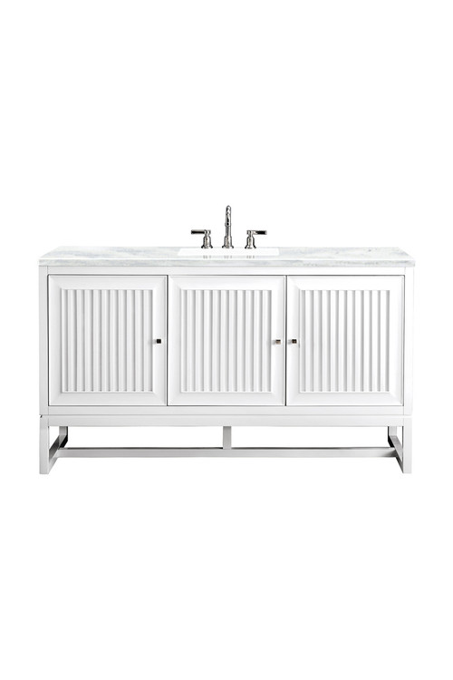 James Martin Athens 60" Single Vanity Cabinet , Glossy White, W/ 3 Cm ...