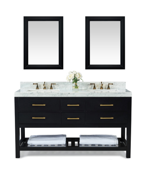 Ancerre Designs Elizabeth 60 In. Bath Vanity Set In Black Onyx With 24 ...