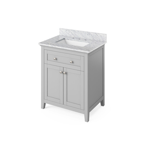 Jeffrey Alexander 30" Grey Chatham Vanity, White Carrara Marble Vanity ...