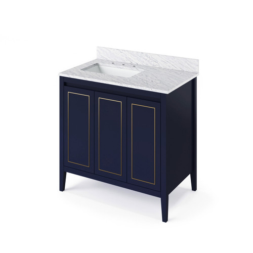 Jeffrey Alexander 36" Hale Blue Percival Vanity, Left Offset, White ...
