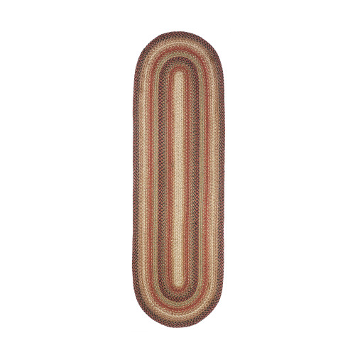 Homespice Decor Gingerbread Brown, Deep Red Braided - 20 X 30" Oval ...