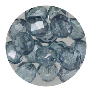 Aqua/Indigo Decora 8mm Czech Fire Polished Beads - BeadWarehouse