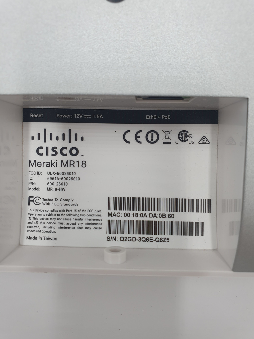Cisco, Meraki MR18, MR18-HW, 600-26010 - Mountainview-tech.com