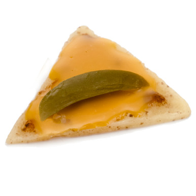 Fake Nacho Cracker with Melted Cheese & Jalapeno