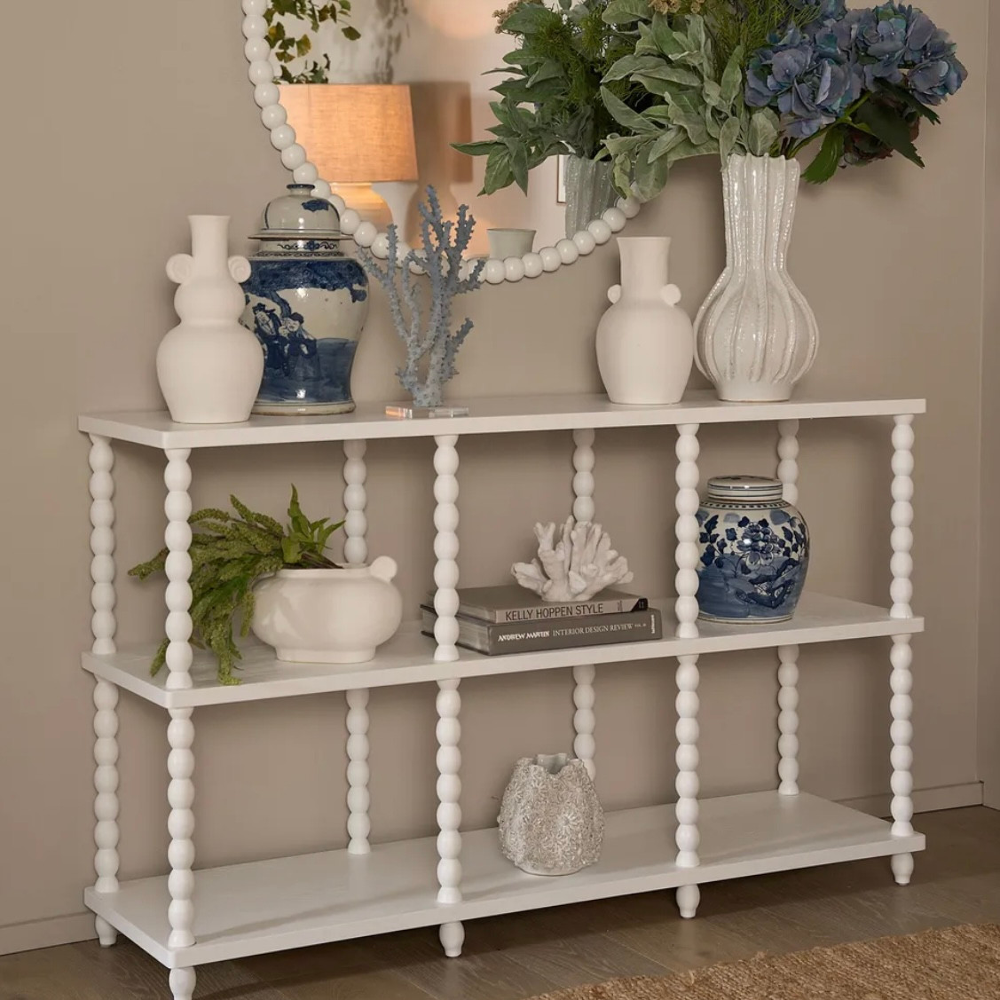 Bobbin Oak Console Table - White