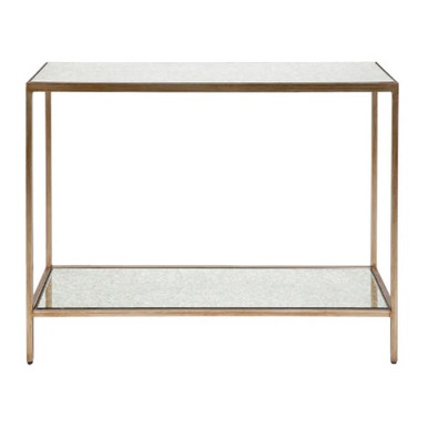 Cocktail Mirrored Console Table Antique Gold