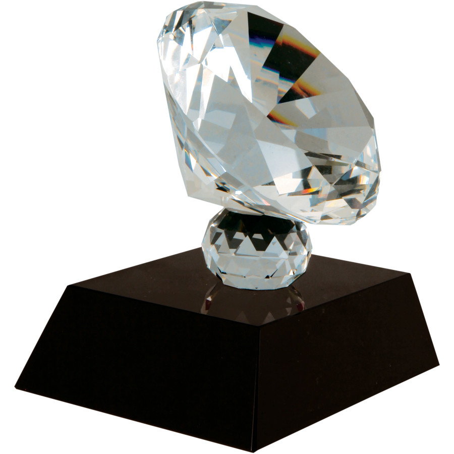 Tall Crystal Diamond Trophy on Clear Base - Engrave Tech