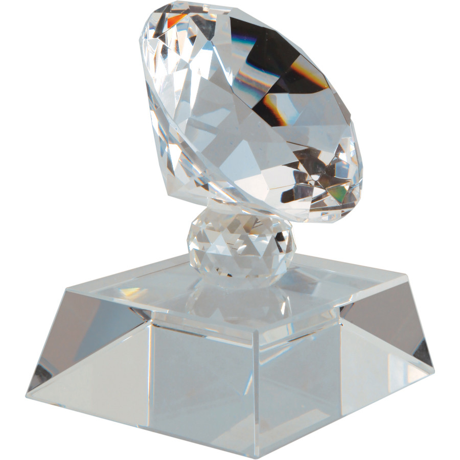 Tall Crystal Diamond Trophy on Black Base - Engrave Tech
