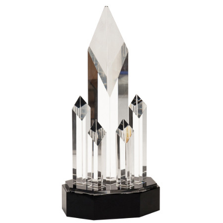 Diamond Topped Crystal Trophy on Black Base - Engrave Tech