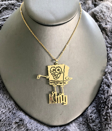 Gold or silver spongebob Character nameplate necklace