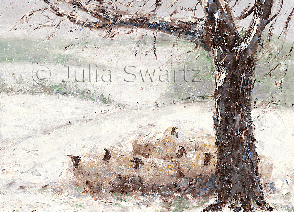 Winter Huddle note card - Julia Swartz Art Gallery