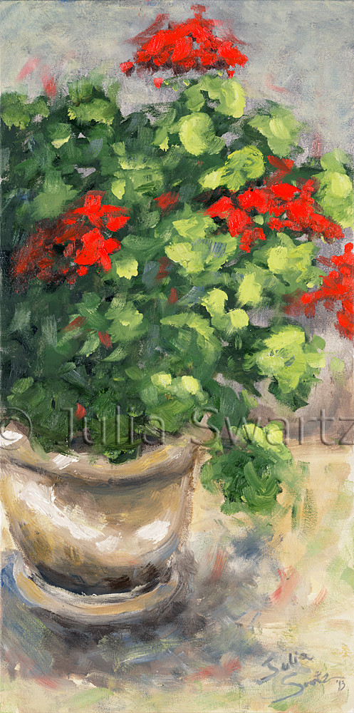 Geranium Flower Watercolor Painting