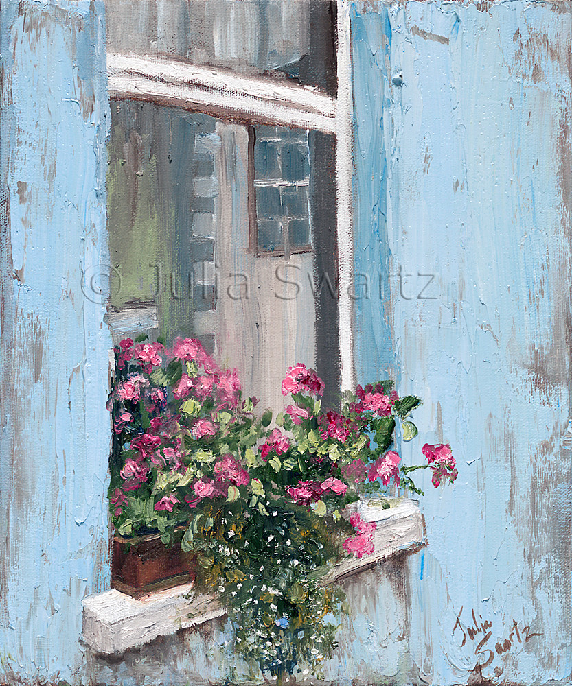 Irish Window Box Landscape Oil Painting