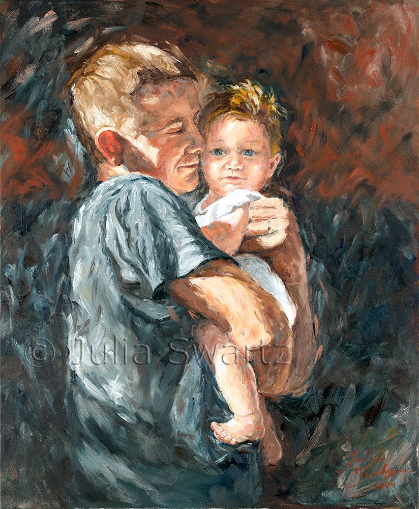 Morning Hug Figure Oil Painting