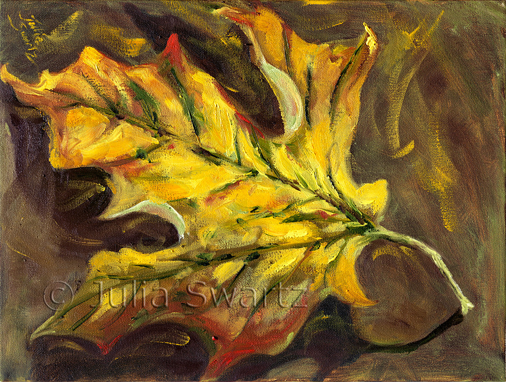 Yellow Maple Leaf Still Life Oil Painting