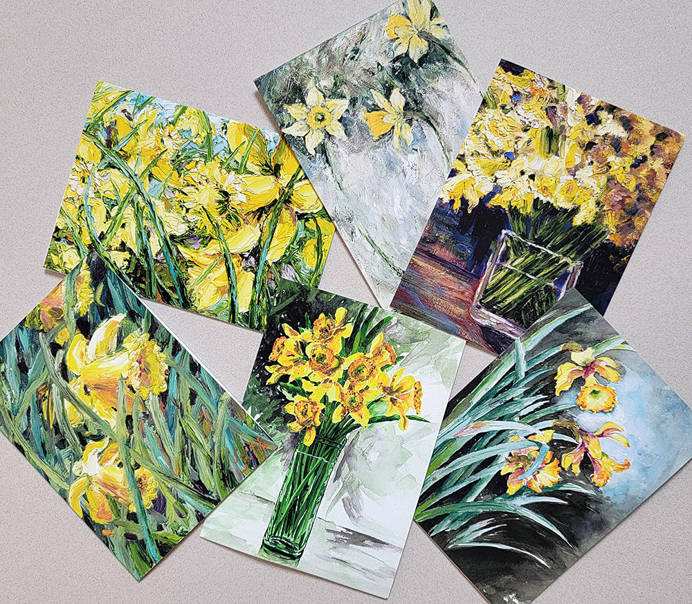 Six Daffodil note cards - Julia Swartz Art Gallery