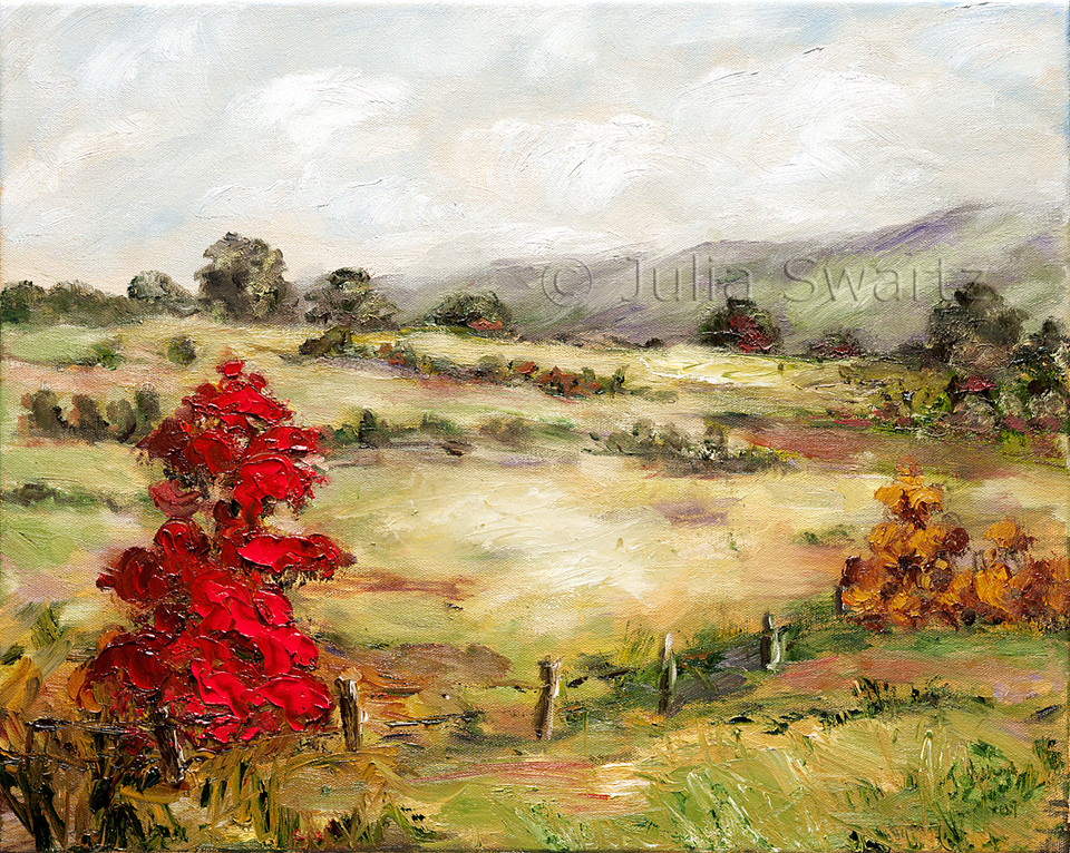 Fall Flame Landscape Oil Painting