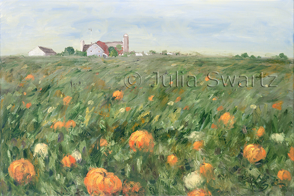 Five Pumpkins Vegetable oil painting