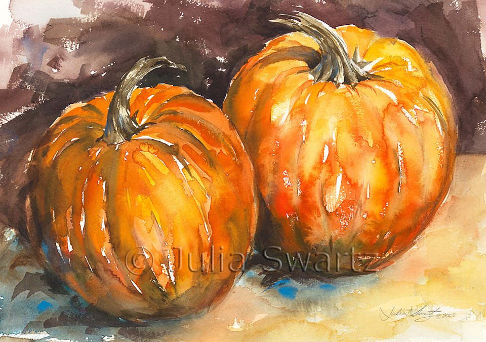Pumpkin II Watercolor Painting