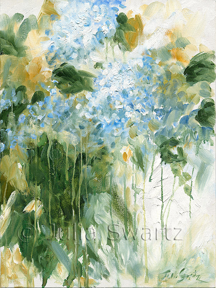 Hydrangea Close Up Oil Painting