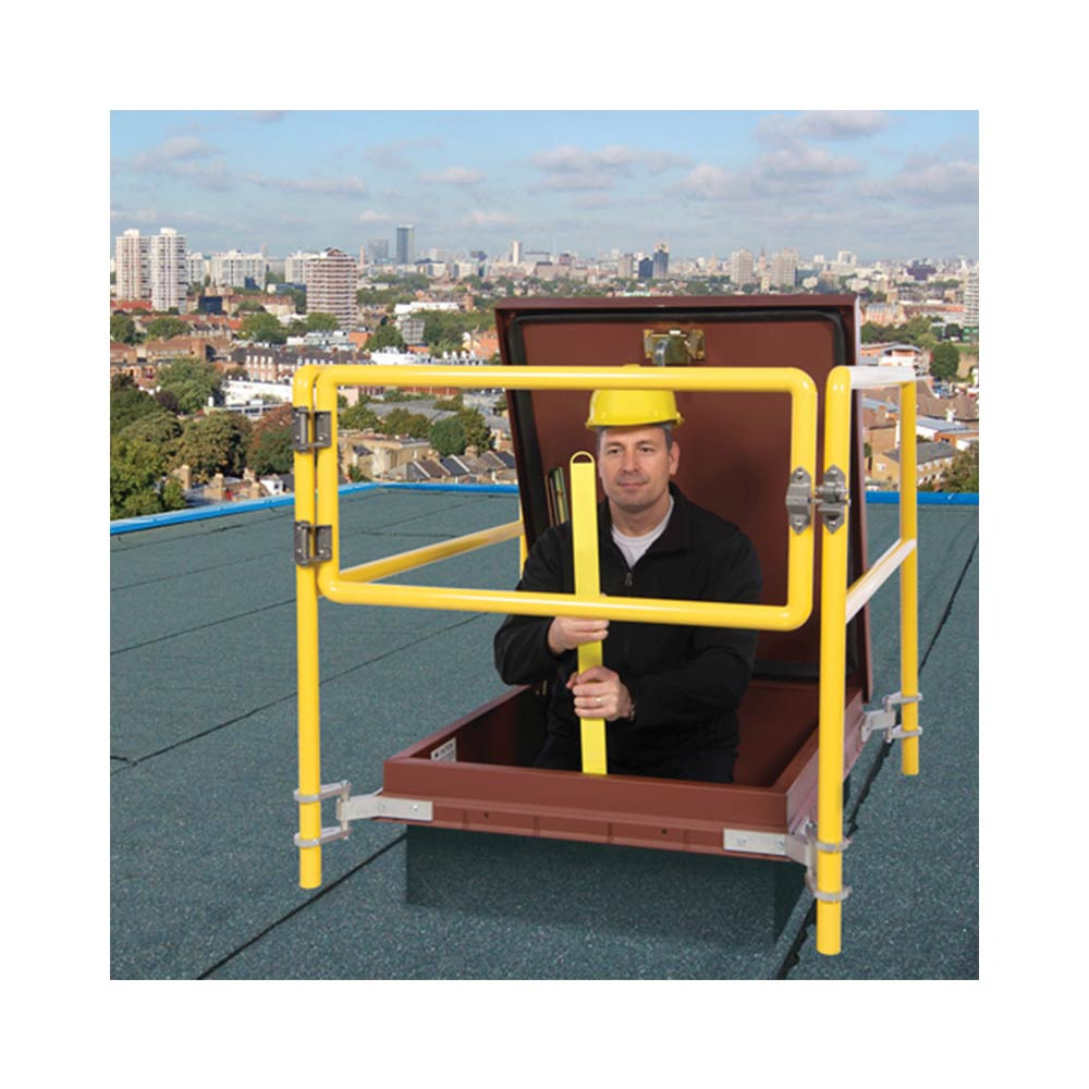 Yellow Powder Coat Ladder Up Safety Post - Fixed Ladder