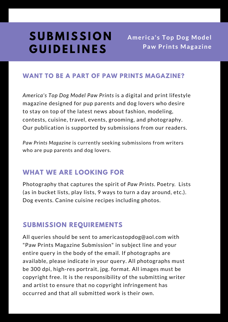 Paw Prints Magazine Submission Guidelines
