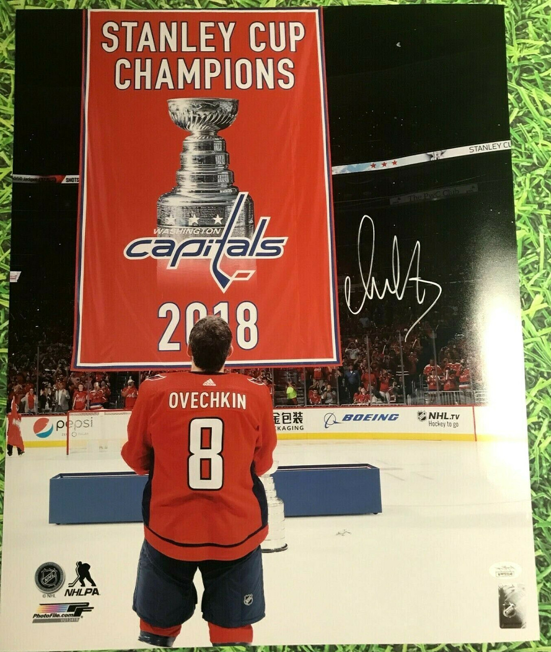 ALEX OVECHKIN AUTOGRAPHED 16X20 WASHINGTON CAPITALS BANNER JSA OVI