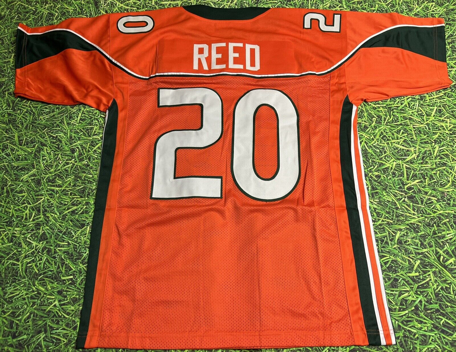 ED REED CUSTOM UNIVERSITY OF MIAMI HURRICANES JERSEY W THE U