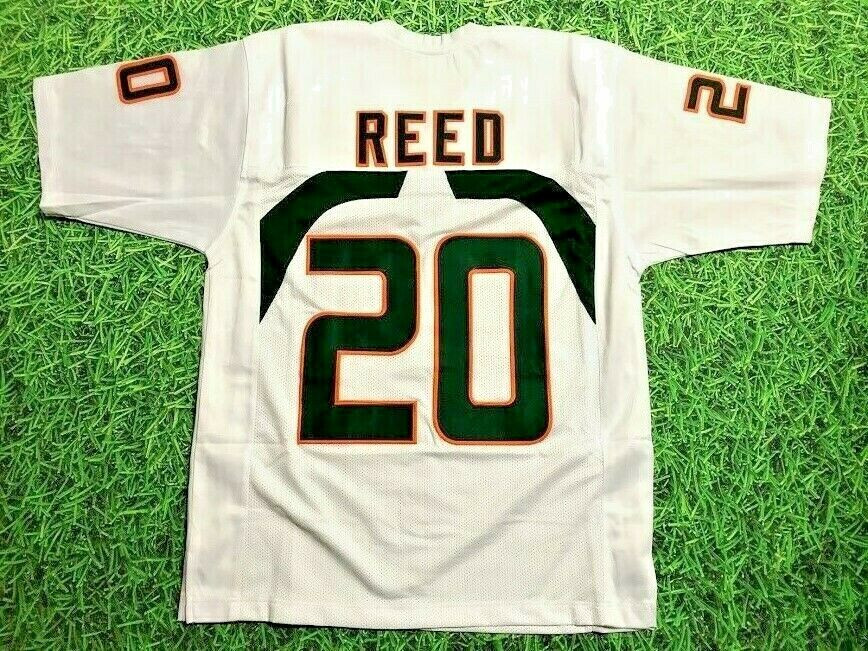 ED REED CUSTOM UNIVERSITY OF MIAMI HURRICANES JERSEY W THE U