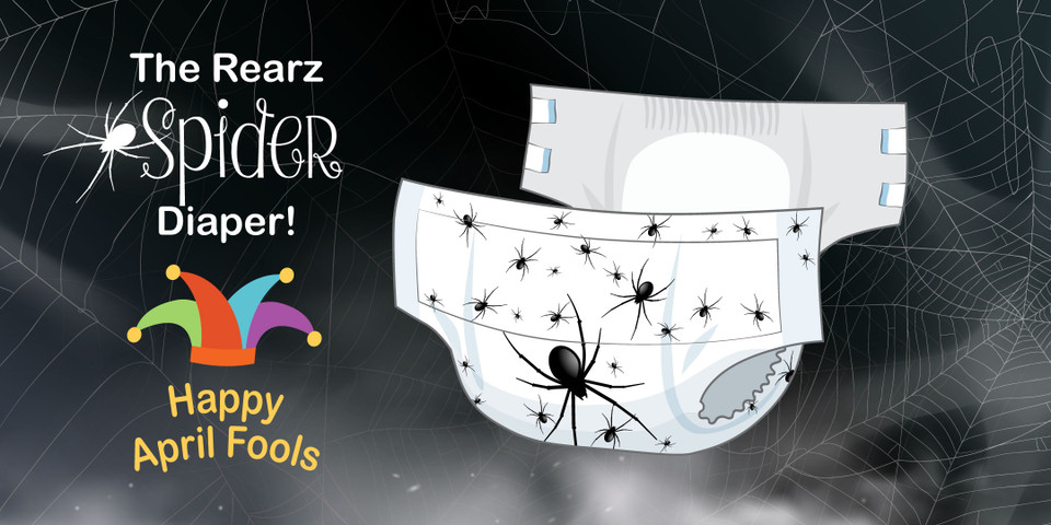 April Fools - New Printed Adult Diaper - Spiders - Rearz.com