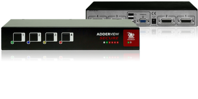 Adder AVSC1104-US Secure KVM Switch with USB, VGA and Card Reader 4 Port EAL4+ & Tempest ...