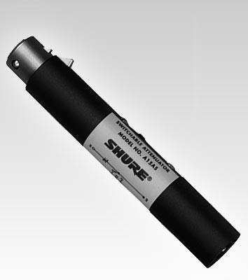 Shure A15AS Switchable Attenuator (15, 20, 25 dB), Passes Phantom Power ...