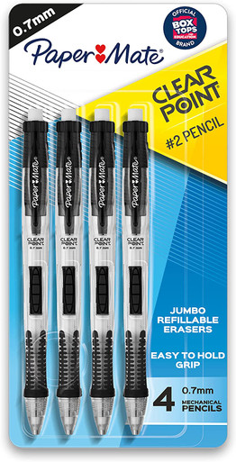 Paper Mate Clearpoint Mechanical Pencils, 0.7mm, HB 2, Black Barrels, 4 ...